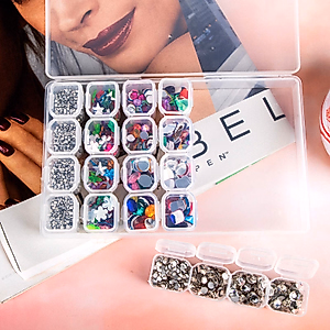 UOONY 280 Slots Diamond Painting Storage Containers Diamond Accessories and Tools Boxes Bead Organizer 28 Grids 10Pcs with 400Pcs Label Stickers for Nail Craft