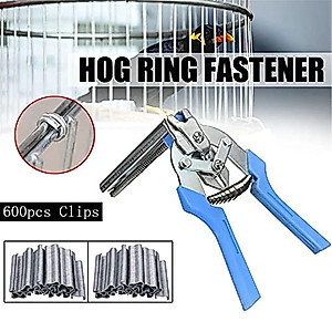 WOMOUR Type M Nail Ring Pliers - Hog Ring Chicken Duck Goose Dog Cat Rabbit Kit Clamp with Nail Groove for Animal Cages/Wire Fencing, Repair Hand Tools with 600 Pcs Galvanized Steel Rings