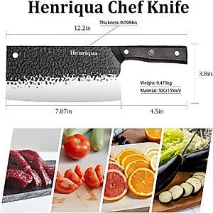Meat Cleaver Knife,7.87-inch Cleaver Chef Knife,Ultra Sharp Kitchen Cleaver Knife,Stainless Steel Butcher Chopper Vegetable Professional Kitchen Knife with Ergonomic Handle