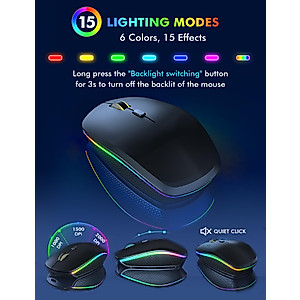 Wireless Keyboard and Mouse Combo - RGB Backlit, Rechargeable & Light Up Letters, Full-Size, Ergonomic Tilt Angle, Sleep Mode, 2.4GHz Quiet Keyboard Mouse for Mac, Windows, Laptop, PC, Trueque
