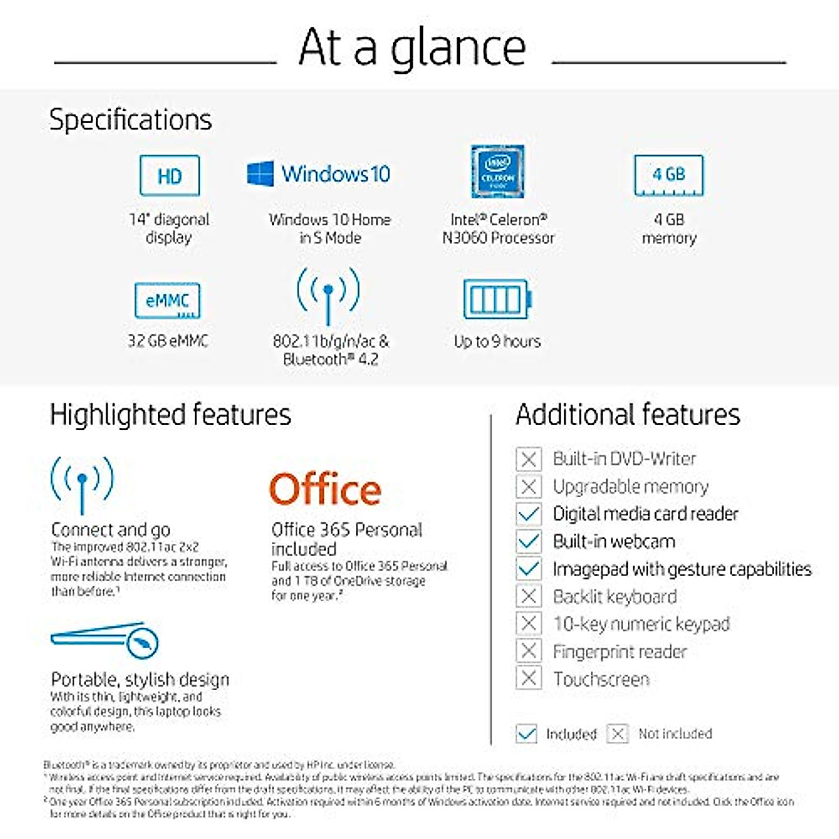 HP Stream 14-inch Laptop, Intel Celeron N3060 Processor, 4 GB SDRAM Memory, 32 GB eMMC Storage, Windows 10 Home in S Mode (14-cb010nr, Aqua Blue) (Renewed)