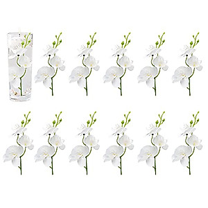 LARDUX 12 Pieces Artificial Flowers for Floating Candles Wedding Centerpiece Mini Orchid Flower Filler Vase Fillers for Wedding Dinning Table Party Home Bar Restaurant Decoration-Cream