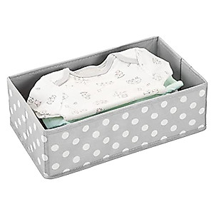 mDesign Soft Fabric Dresser Drawer and Closet Storage Organizer for Child/Kids Room or Nursery - Roomy Open Rectangular Compartment Organizer - Fun Polka Dot Print - Gray/White