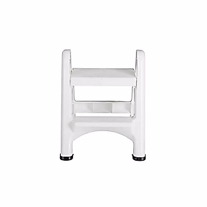 Rubbermaid Two-Step Folding Foot Stool, 14-Inch High, White, 300 Pound Capasity, Small Step Stool for Adults/Kids For Use in Library/Kitchen/Bathroom/Garage/Closet