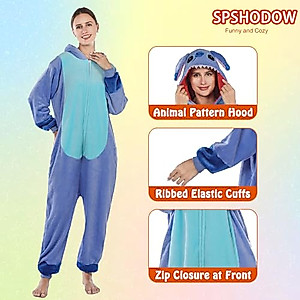 SPSHODOW Unisex Adult Onesie Pajamas,Animal One Piece Flannel Sleepwear Halloween Costume Homewear