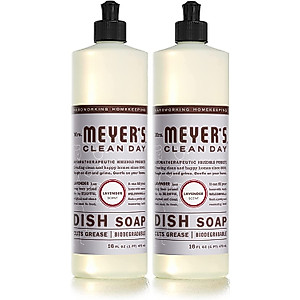 MRS. MEYER'S CLEAN DAY Liquid Dish Soap, Cruelty Free Formula, Lavender Scent, 16 oz - Pack of 2