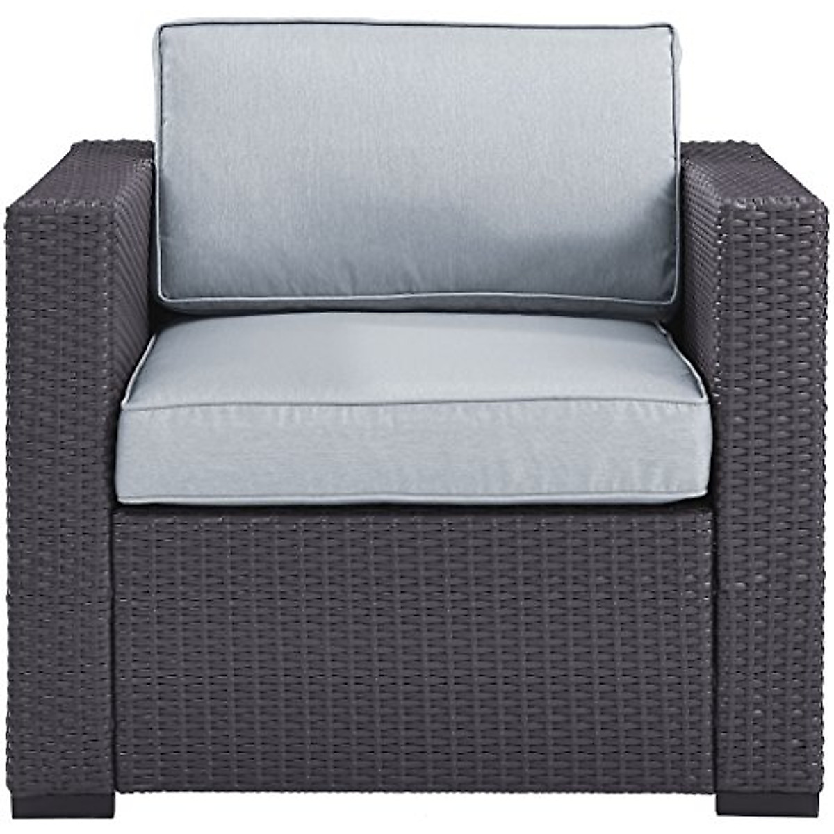 Crosley Furniture KO70130BR-MI Biscayne Outdoor Wicker Arm Chair, Brown with Mist Cushions