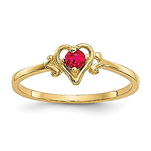 IceCarats 14K Yellow Gold Red Ruby Heart Love Ring July Birthstone Jewelry Size 7