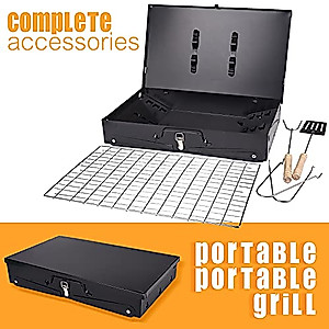 Bltong Charcoal Grills Portable Oven Mini BBQ Grill Foldable Barbecue Grills for Camping Patio Backyard and Anywhere Outdoor Cooking Black