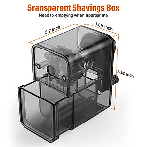 Pencil Sharpener Black, Manual Pencil Sharpener with Stronger Helical Blade to Fast Sharpen for Kids, School, Classroom, Home, Artists, Ideal for No.2/Colored/Art Pencils