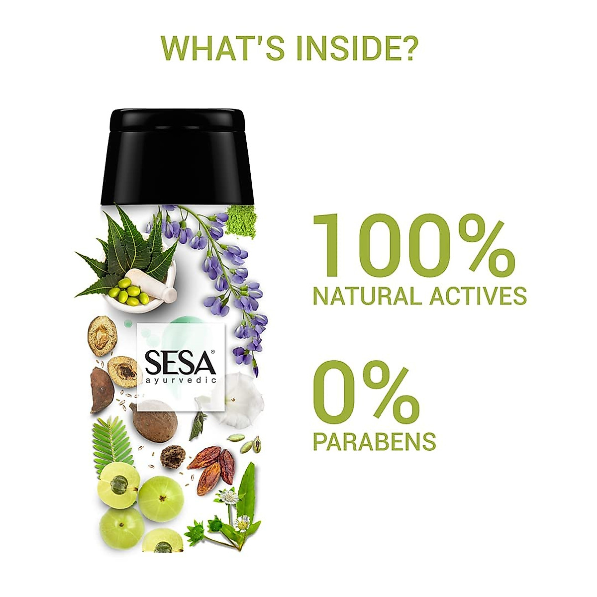 Sesa Ayurvedic Medicinal Shampoo, Bhringraj & 16 Rare Herbs, All Hair Types, 200 ml, Pack of 1, Paraben Free