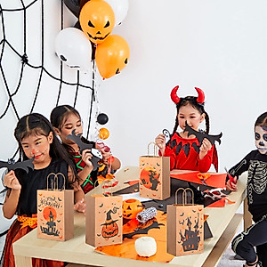 Yexiya Halloween Treat Bags Kraft Paper Candy Gift Bags with Handles Goodies Bags for Halloween Party Favors Supplies Bulk (24)