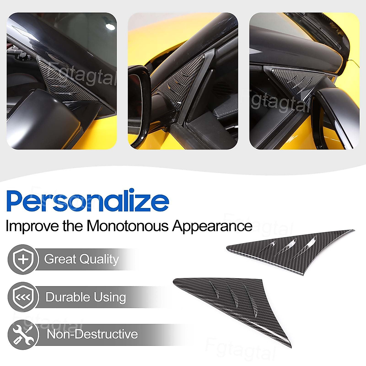 Fit for Toyota Supra GR A90 A91 MK5 2019-2024 ABS Rearview Mirror Side Spoiler Trim Cover Stickers, Channel The Car Air, Reduce The Wind Noise Inside The Car, 2PCS(Carbon Fiber Pattern Black)