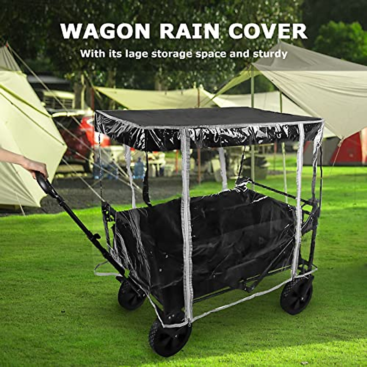 LOSCHEN] Wagon Rain Wind Cover for Outdoor Garden Camping Picnic Wagon Stroller Waterproof,Folding Trolley Cart Accessories((Cart Not Included))