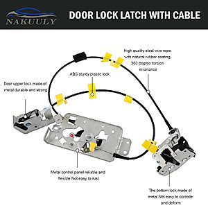 Nakuuly Right Passenger Side Rear Door Lock Latch & Cable Compatible with Ford F150 Extended Cab Pickup 2004-2008, Upper and Lower Latches Assembly Replaces # 8L3Z-18264A00-B, 6L3Z-18264A00-B