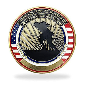 Military Challenge Coin Honoring All Veterans Thank You for Your Service
