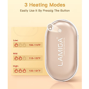 LAMIGA Hand Warmers Rechargeable,Electric Hand Warmer Reusable,5200mAh Portable Powerbank,Hot Hand Pocket Heater for Outdoor Camping and Hunting,The Best Gift for Winter.