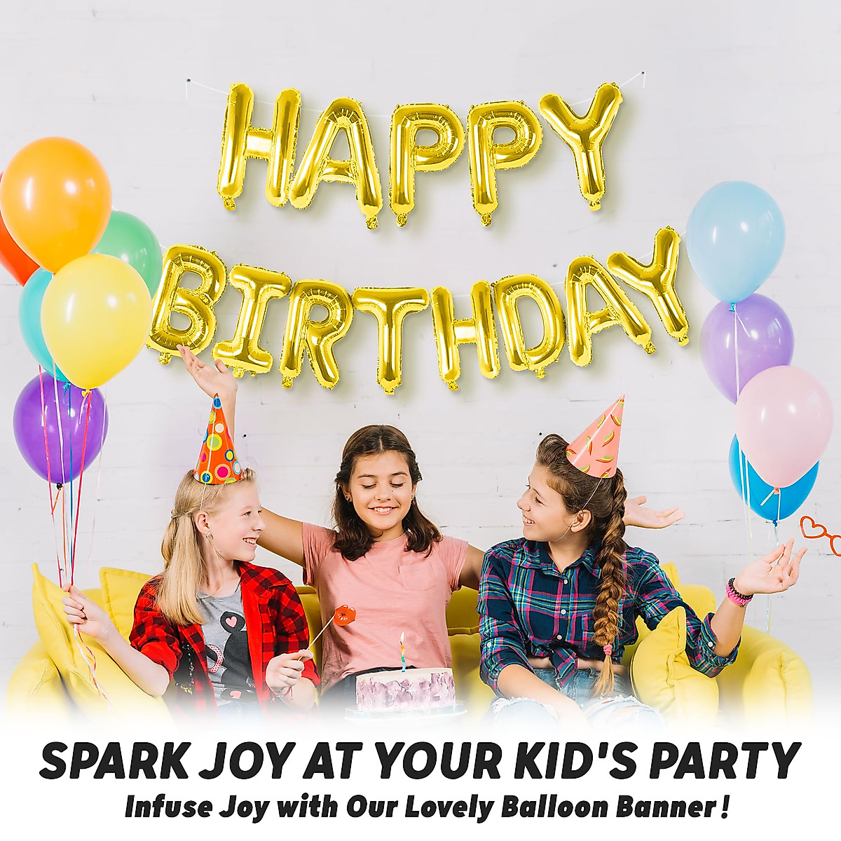 Letter Balloons - Custom Phrase 16" Inch Alphabet Letters & Numbers Foil Mylar Balloon | Create Your Own Balloon Banner | Customized / Personalized Phrase With Mini Blow Up Gold Letter Balloons