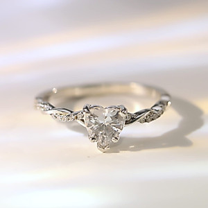 OLIVIASO 1.25ct Heart Rings for Women - 925 Sterling Silver Promise Rings for Women, Engagement Rings for Women, Cubic Zirconia Ring Size 6