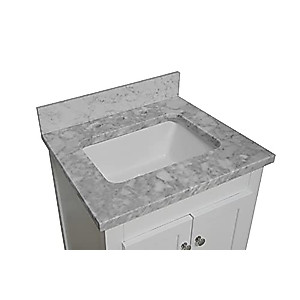 Abbey 24-inch Bathroom Vanity (White/Carrara Marble): Includes White Cabinet with Authentic Italian Carrara Marble Countertop and White Ceramic Sink