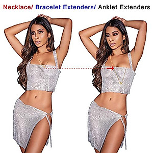 D-buy 8 Pcs Stainless Steel Necklace Extender Bracelet Extender Extender Chain Set 4 Different Length: 6 inch 4 inch 3 inch 2 inch (4 Gold, 4 Silver)