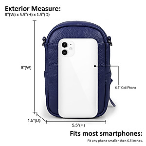 befen Navy Blue Genuine Leather Small Shoulder Bag Wallet Purse Crossbody bag for women