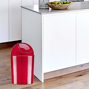 Umbra Mini Waste Can, 1-1/4 Gallon with Swing Lid (Red)