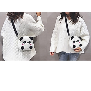 Amamcy Cute Panda Plush Crossbody Purse Small Fluffy Satchel Shoulder Bag Messenger Bag Handbag Purse for Women