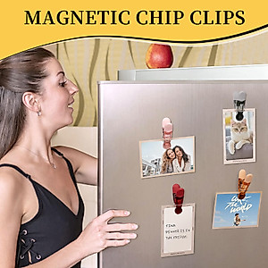 VNDUEEY Chip Clips, 12 Pack Magnetic Bag Clips, Strong Grip Food Clips Magnetic Chip Clips, Bag Clips for Food Packages, Snack Sealing Clips for Kitchen and Office - Multicolor