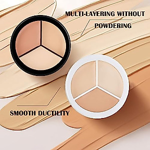6 Colors Concealer,Black & White 3 In 1 Color Contouring Palette With Brush,for Dark Circles, Freckles, Blemishes Cream Concealer,Waterproof&Long-Lasting Beginners&Professional Makeup Artist Contour Palette CreamWith Brush