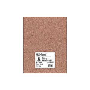 PA Paper Accents Glitter Cardstock 8.5" x 11" Rose Gold, 85lb colored cardstock paper for card making, scrapbooking, printing, quilling and crafts, 5 piece pack