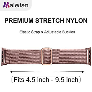 Maledan 10 Pack Stretchy Nylon Solo Loop Bands Compatible with Apple Watch Band 38mm 40mm 41mm Women Men, Adjustable Braided Sport Elastic Wristbands Straps for iWatch Ultra Series 8/7/6/5/4/3/2/1/SE