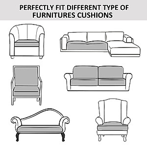 Faux Leather Couch Cushion Covers, Waterproof Sofa Cushion Slipcovers, Elastic RV Chair Seat Covers for Settee Seater, PU Leather Sofa Slipcovers Replacement Living Room (Chair Cushion, Chocolate)