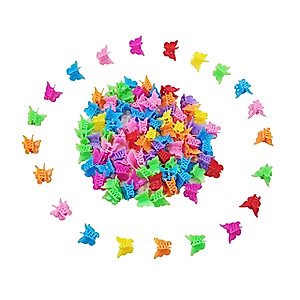 100 PCS Mini Butterfly Hair Clips for Girls and Women,(Colors in Random)