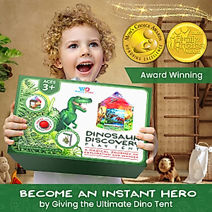 W&O Dinosaur Discovery Play Tent with Roar Button - Extraordinary Pop Up Tent for Boys & Girls - Perfect for Indoor & Outdoor Adventures