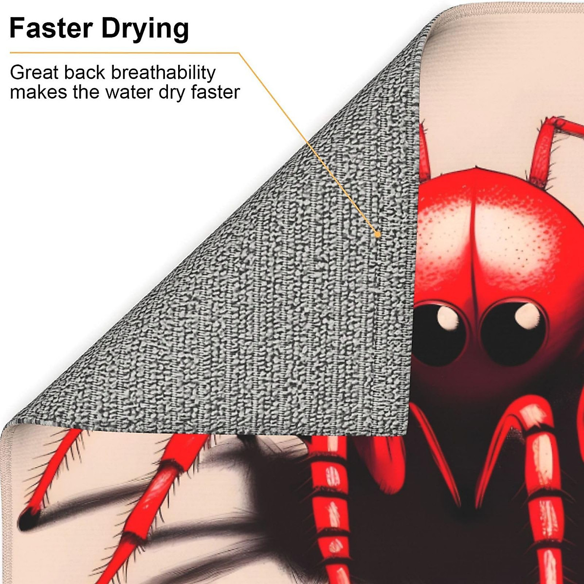 Cute Little Red Spider Washable Kitchen Countertop Drying Mat 16x18in For Halloween Christmas Housewarming Gift Dishes Drainer