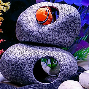 XXYXXY 2PCS Aquarium Cave Decoration, Rock Cave Fish Tank Decoration for Breeding Shelter for Baby Betta Fish Cichlid Shrimp Play Hidden Rest Hut Handmade