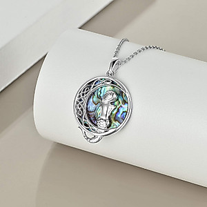 POPLYKE 925 Sterling Silver Classic Sea Mermaid Crescent Moon Necklace with Abalone Shell Pendant Birthday Gifts Jewelry for Daughter Women