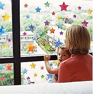 QISHENG Wall Stickers for Bedroom Living Room, Starts Wall Decals for Kids Boys and Girls Multicolor Easy to Peel&Stick Removable Safe for Wall(67 Decals)