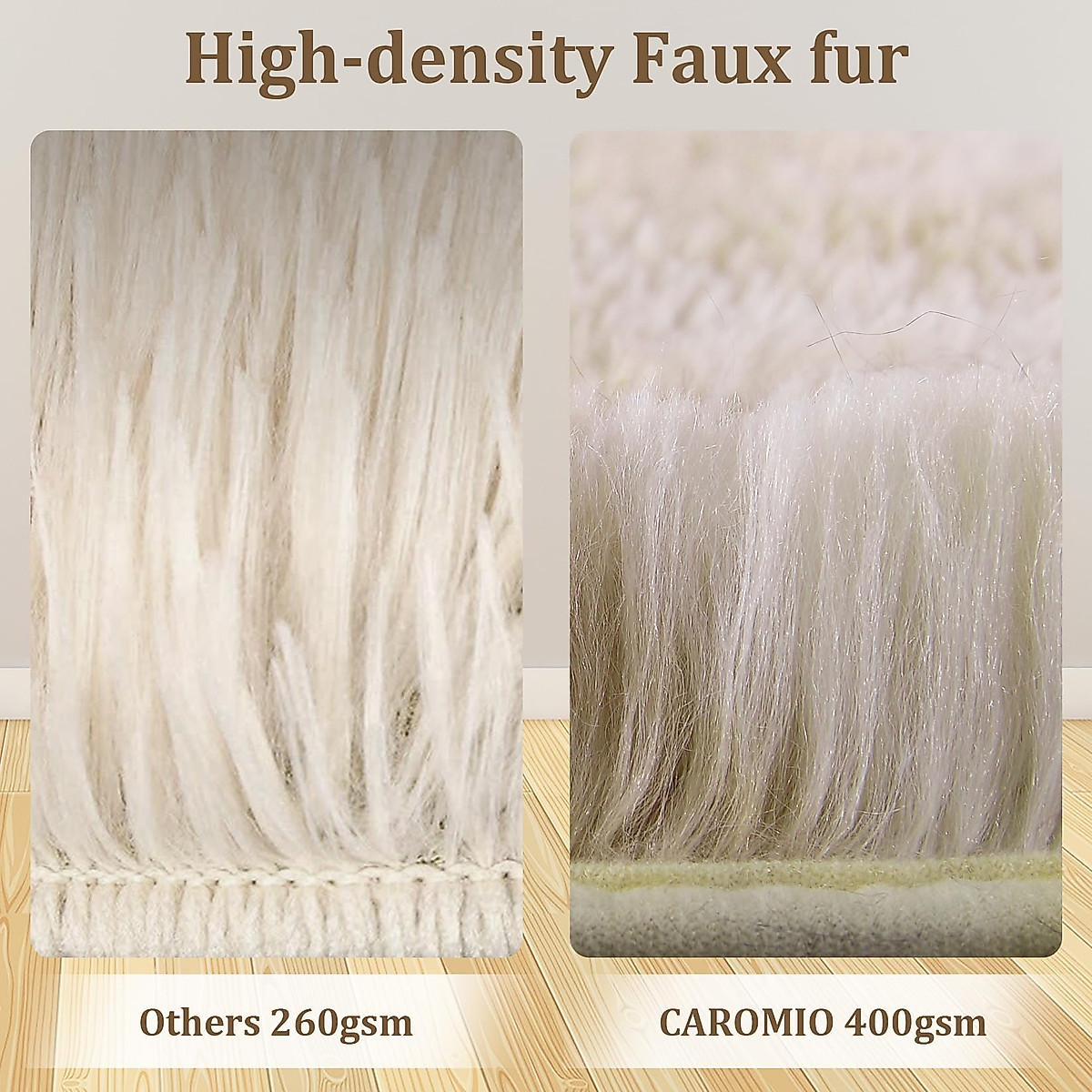CAROMIO 9x12 Fluffy Area Rugs for Living Room Modern Plush and Thick Faux Fur Shag Rug Non-Slip Tie Dye Carpet for Bedroom, Fuzzy Shaggy Rugs for Kids Nursery Dorm, Beige Taupe