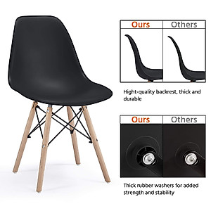 Yaheetech Dining Chairs Modern Mid Century Chairs DSW Shell Eiffel Armless Side Chairs for Kitchen Living Room Lounge, Black, 4pcs