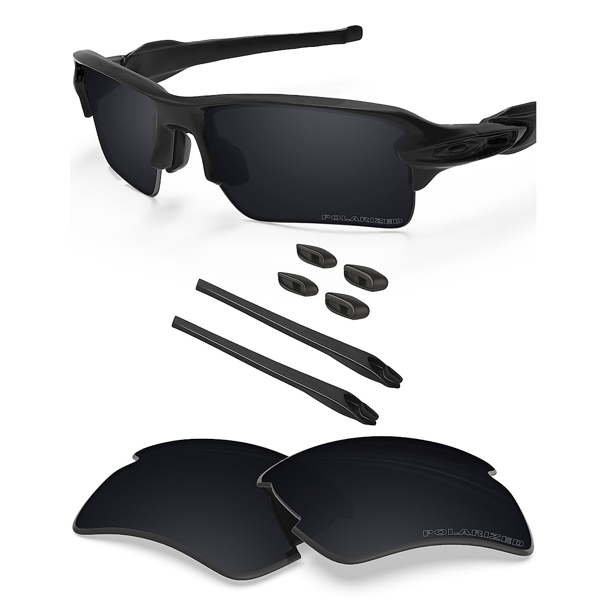 BLAZERBUCK Polarized Replacement Lenses for Oakley Flak 2.0 XL OO9188- Black