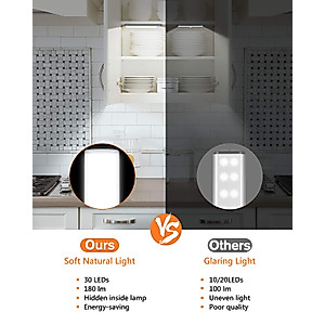 PRIORARE Led Under Cabinet Lighting Motion Sensor Wireless Rechargeable Cabinet Lights, Ultra Thin 30Led Battery Operated Closet Light for Kitchen, Closet (Pure White, 2Pack)