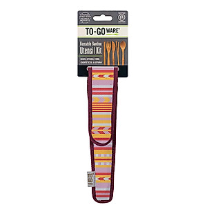 TO GO WARE Premium Reusable Bamboo Utensil Travel Set | Includes Fork, Knife, Spoon, Chopsticks, & Carabiner Clip | Made from Sustainable Materials | Eco-Conscious | Daybreak (Pack of 1)