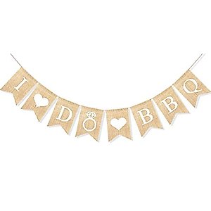 Uniwish I Do BBQ Banner Garland Wedding Engagement Bridal Shower Decorations Rustic Bride to be Sign Bachelorette Party Photo Prop