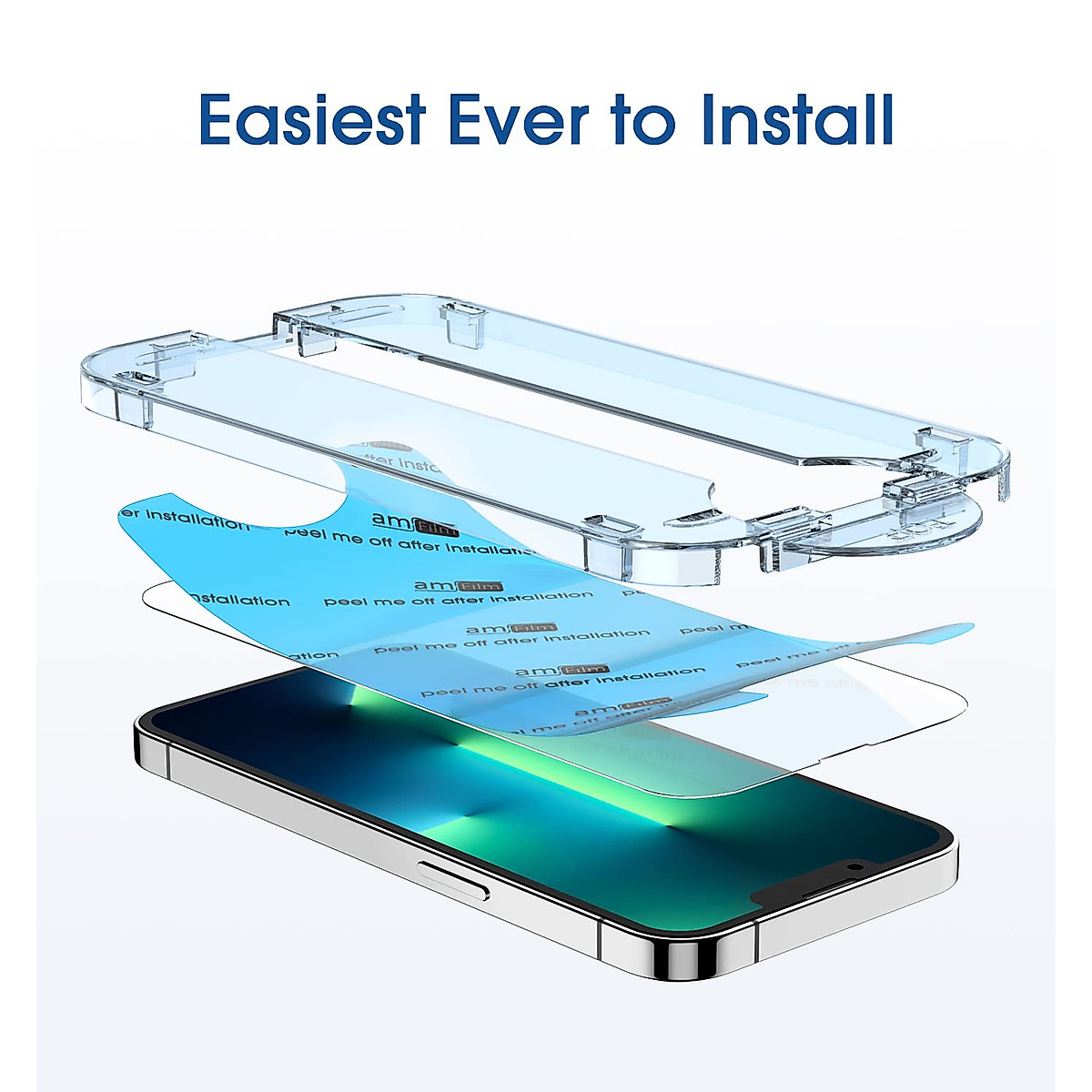 amFiIm Tempered Glass Screen Protector + Camera Lens Protector for iPhone 13 Pro Max 6.7", Easy OneTouch Installation, Auto-alignment, Bubble Free Case Friendly, Anti-Scratch