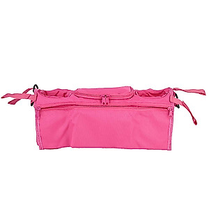 Stroller Organizer with Cup Holder, Zipper Design Durable Stroller Organizer Bag, Hook & Loop Design Cart for Umbrella Stroller(Pink)