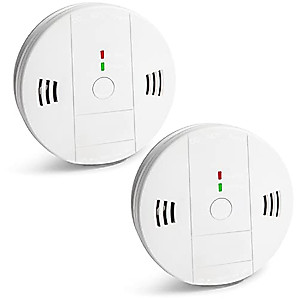 Combination Smoke and Carbon Monoxide Detector Alarm, 2-Pack Beeps Warning Smoke and CO Alarms for Basements Travel Home Office House Bedroom Living Room Car, Battery Operated, Comply with UL 217/2034