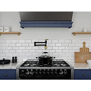 Anzzi Wall Mount Pot Filler Faucet, Double Joint Swing Arms, Single Hole, Solid Brass Interior, Stainless Steel Finish, Matte Black & Brushed Gold, 2 Handle (KF-AZ259MBBG)