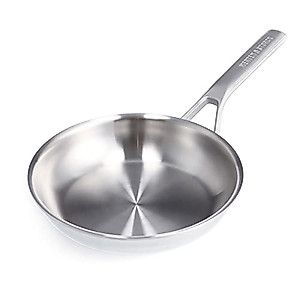 Merten & Storck Tri-Ply Stainless Steel 8" Frying Pan Skillet, Professional Cooking, Multi Clad, Heats Evenly, Drip-Free Pouring Edges, Browning, Induction, Durable, Oven & Dishwasher Safe